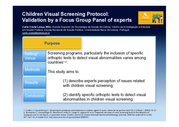 (PDF) Children visual screening protocol: validation by a focus group ...