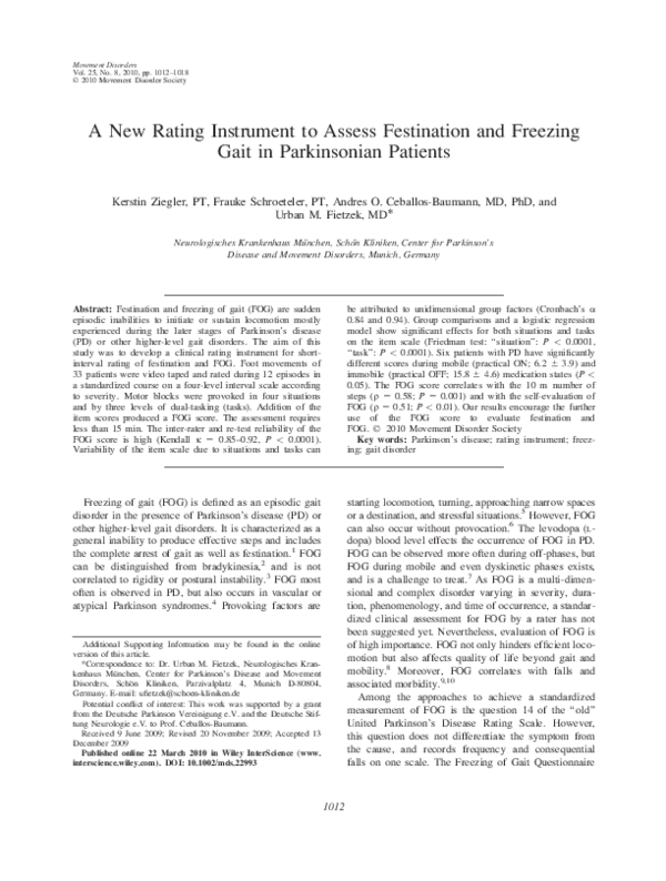(PDF) A new rating instrument to assess festination and freezing gait ...
