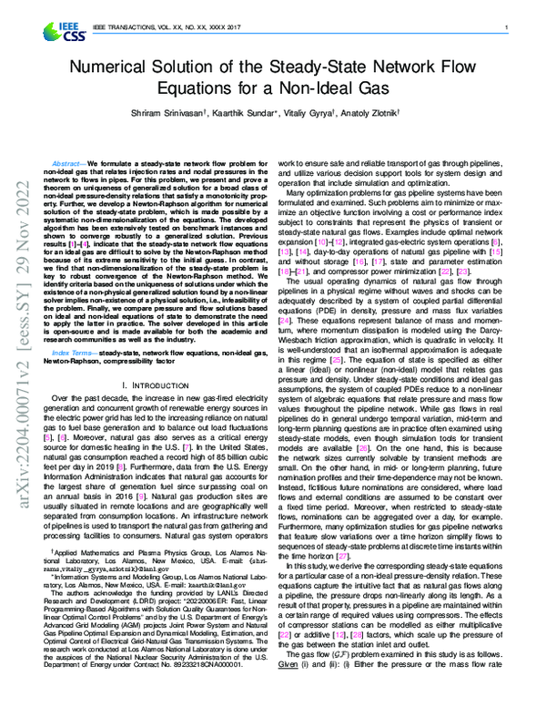 (PDF) Numerical Solution of the Steady-State Network Flow Equations for ...