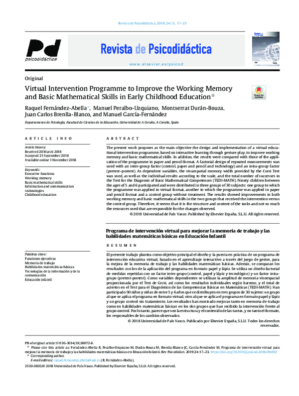 (PDF) Virtual Intervention Program to Improve the Working Memory and ...
