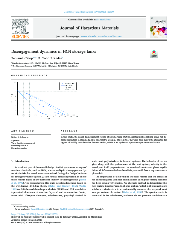 (PDF) Disengagement Dynamics in HCN Storage Tanks