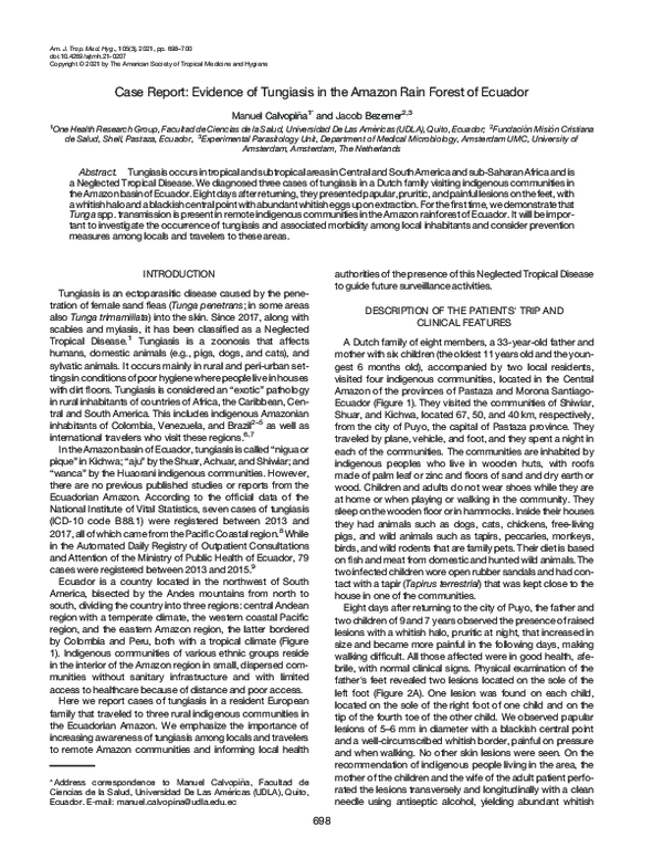 (PDF) Case Report: Evidence of Tungiasis in the Amazon Rain Forest of ...