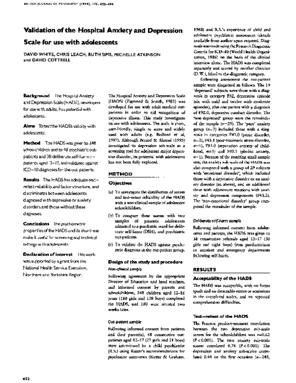 (PDF) Validation of the Hospital Anxiety and Depression Scale in Arab ...