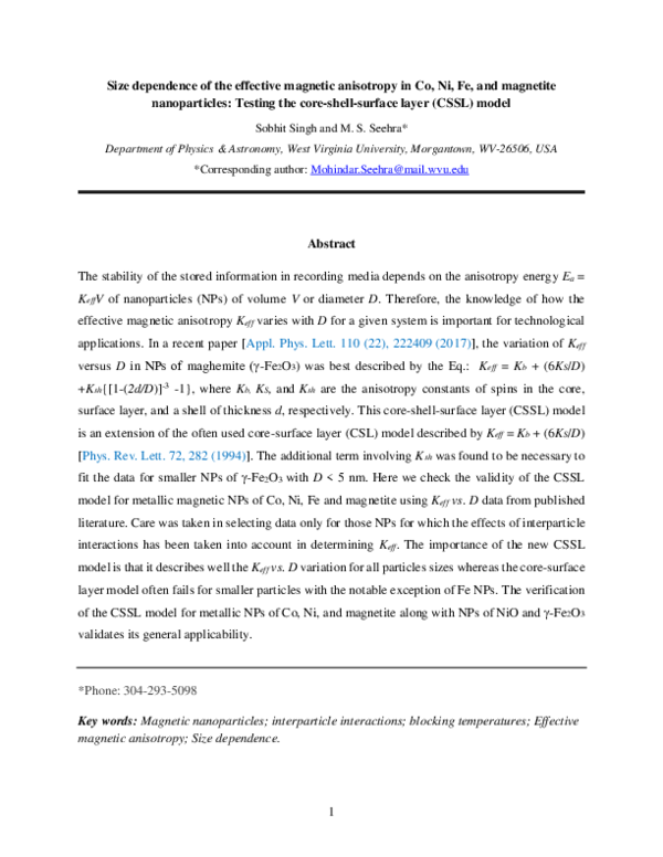 (PDF) Size dependence of the effective magnetic anisotropy in Co, Ni, Fe, and magnetite ...