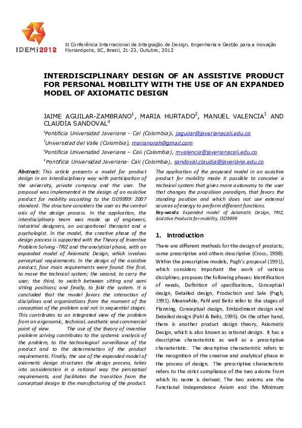 (PDF) Interdisciplinary Assistive Mobility Design Model