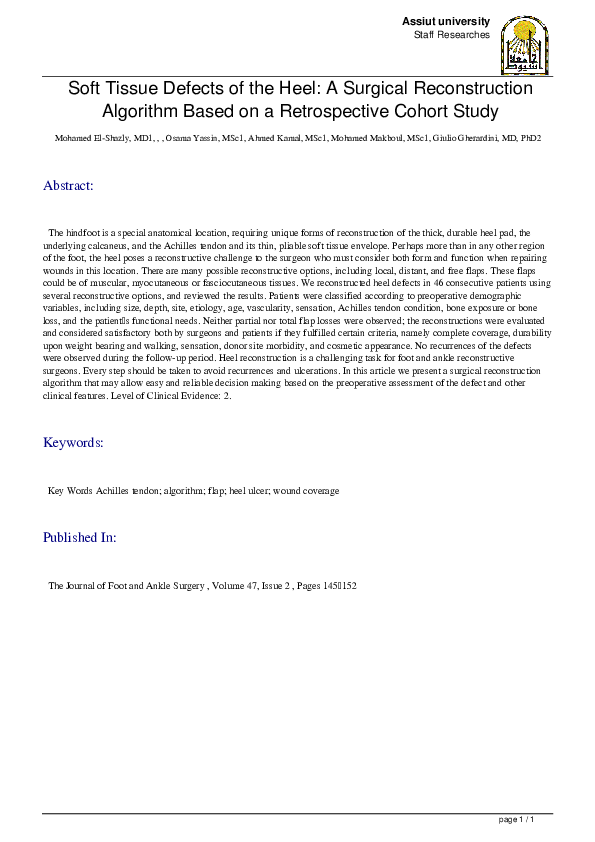 (PDF) Soft Tissue Defects of the Heel: A Surgical Reconstruction ...