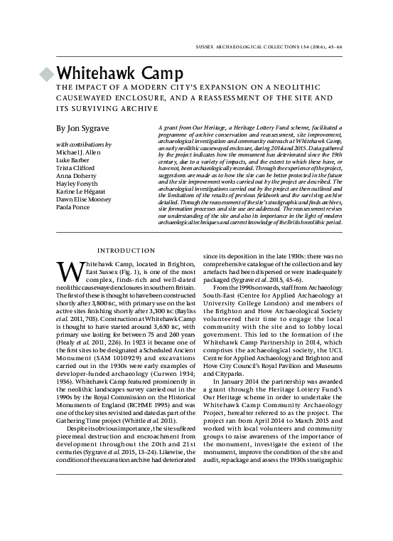 (PDF) Whitehawk Camp: The impact of a modern city's expansion on a ...