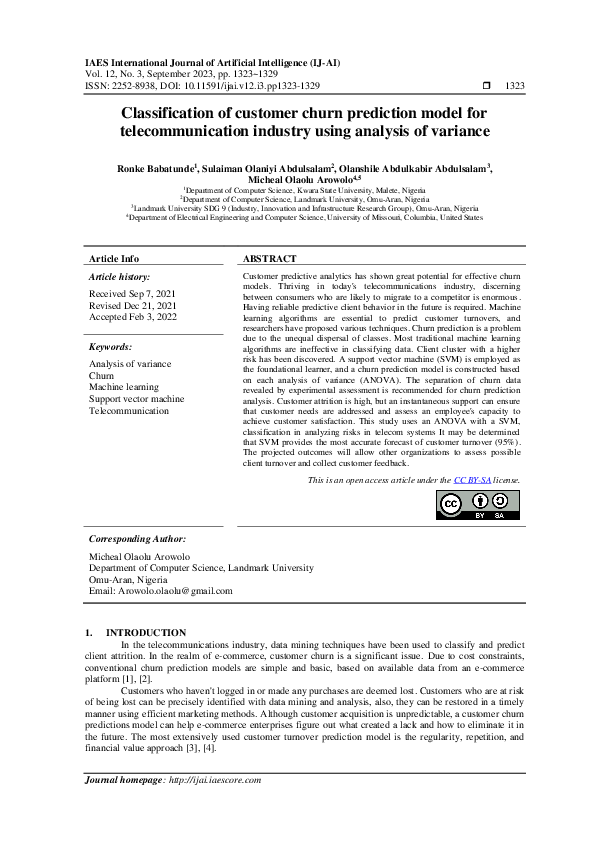 Pdf Classification Of Customer Churn Prediction Model For