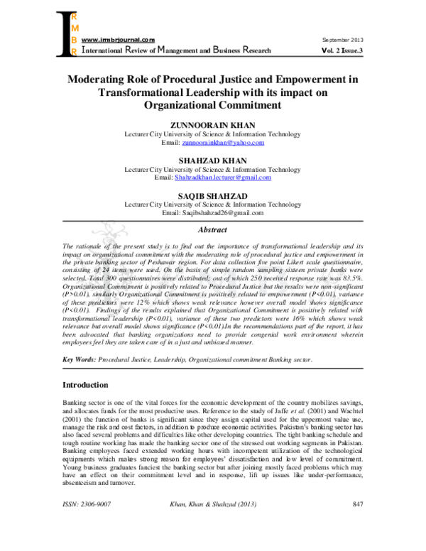 (PDF) Moderating Role of Procedural Justice and Empowerment in ...