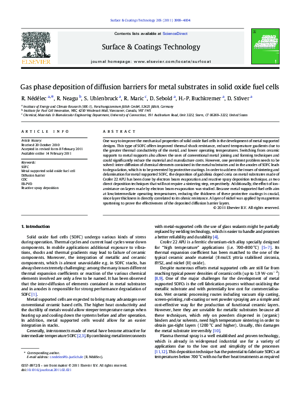 (PDF) Diffusion Barriers for Metal SOFCs via Gas Phase Deposition