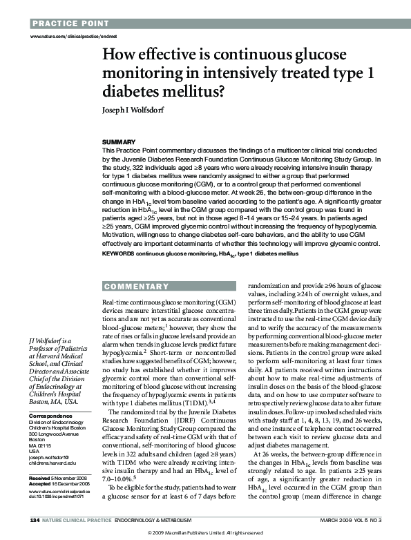 (PDF) How effective is continuous glucose monitoring in intensively ...