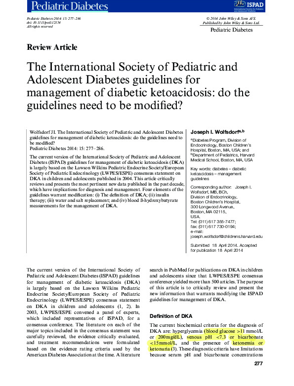 (PDF) The International Society of Pediatric and Adolescent Diabetes ...