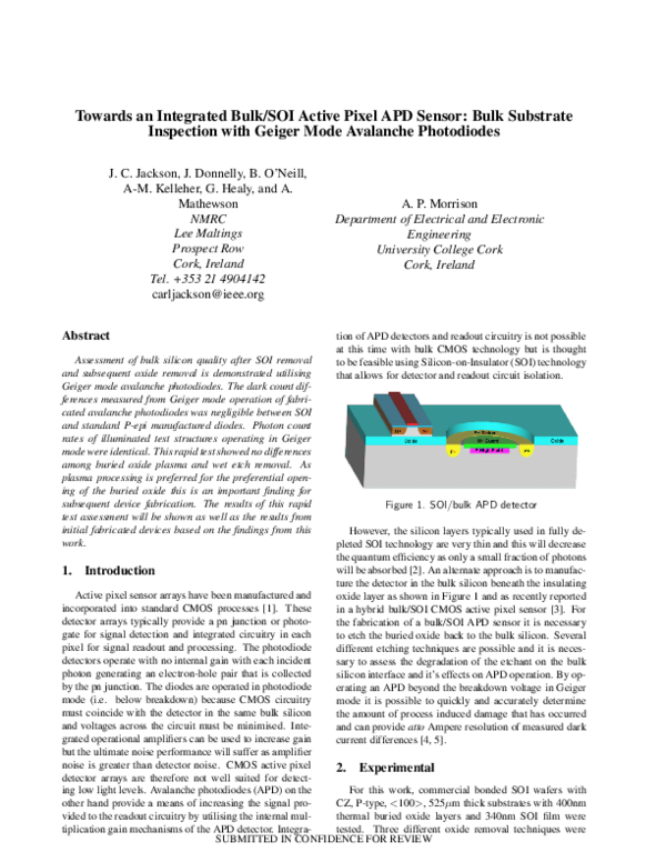 (PDF) Integrated Bulk/SOI Pixel APD: Inspection with Geiger Mode