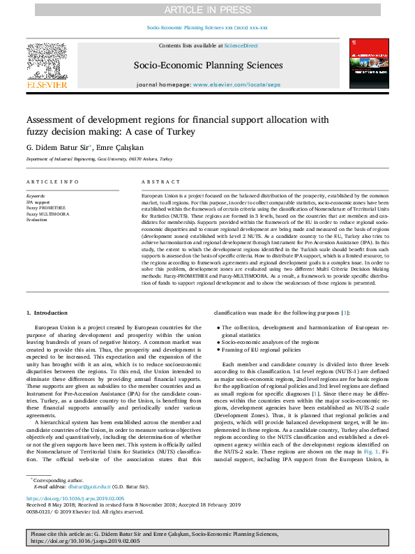 (PDF) Assessment of development regions for financial support ...