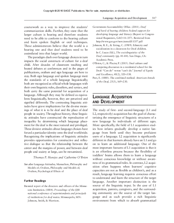 (PDF) Language acquisition and development