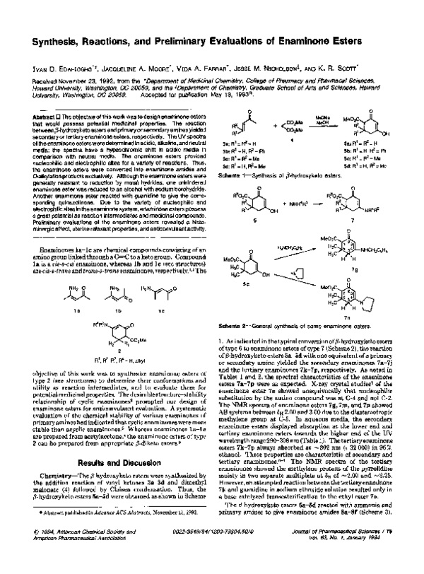 (PDF) Enaminone Esters: Synthesis, Reactivity, and Medicinal Potential (PDF) Enaminone Esters: Synthesis, Reactivity, and Medicinal Potential