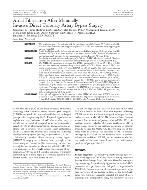 (PDF) Atrial fibrillation after minimally invasive direct coronary ...