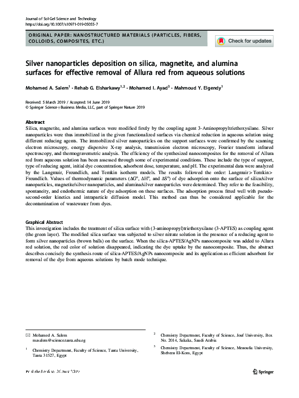 (PDF) Silver nanoparticles deposition on silica, magnetite, and alumina ...