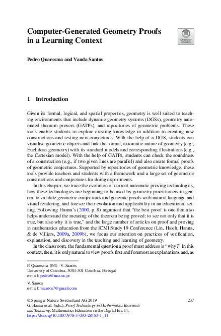 (PDF) Computer-Generated Geometry Proofs in a Learning Context
