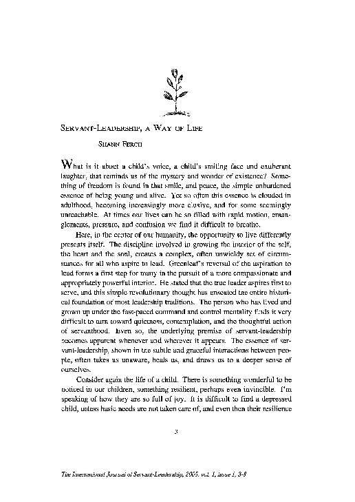 (PDF) Servant-Leadership, A Way of Life