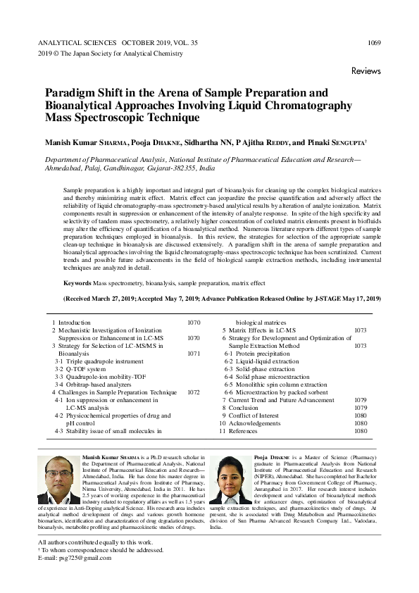 (PDF) Paradigm Shift in the Arena of Sample Preparation and Bioanalytical Approaches Involving ...