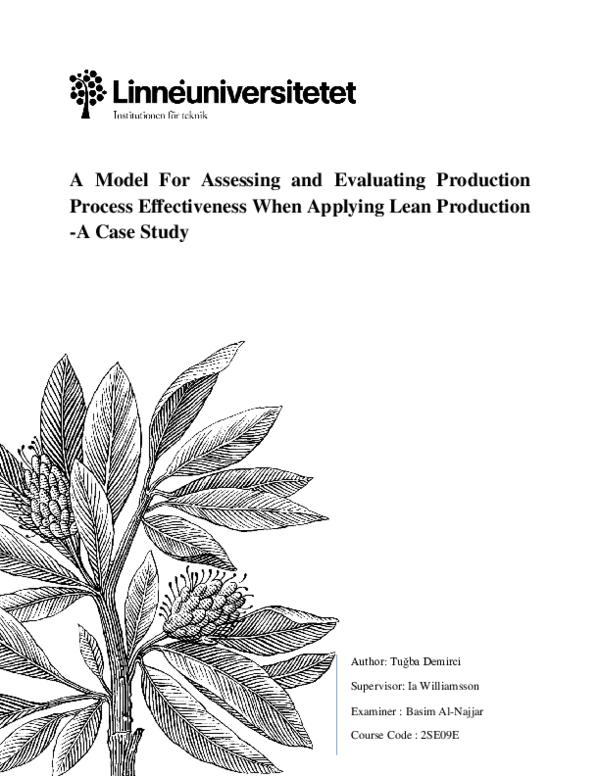(PDF) A Model For Assessing and Evaluating Production Process ...