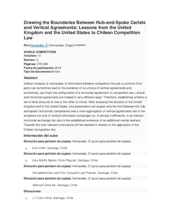 (PDF) Drawing the Boundaries Between Hub-and-Spoke Cartels and Vertical ...