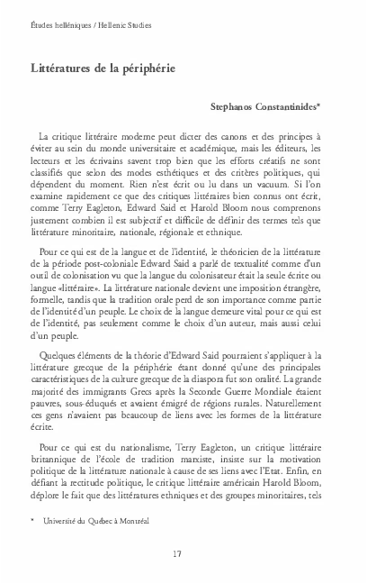 (PDF) Littératures de la périphérie