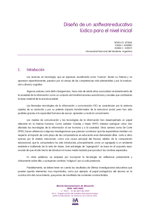(PDF) Diseño de un software educativo lúdico para el nivel inicial