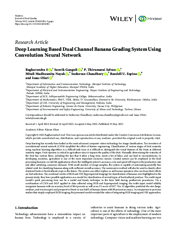 (PDF) Deep Learning Based Dual Channel Banana Grading System Using Convolution Neural Network