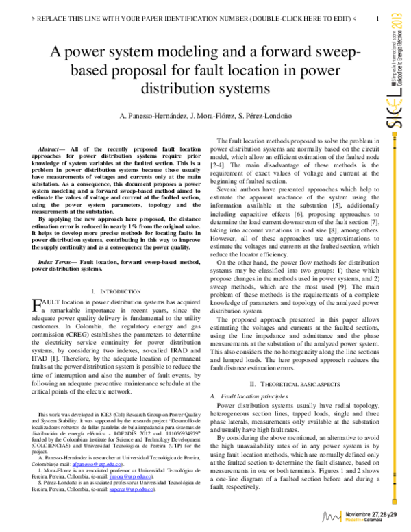 (PDF) A power system modeling and a forward sweep-based proposal for fault location in power ...
