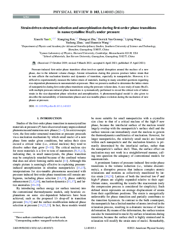 (PDF) Strain-driven structural selection and amorphization during first-order phase transitions ...