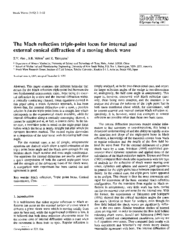 (PDF) The Mach reflection triple-point locus for internal and external ...