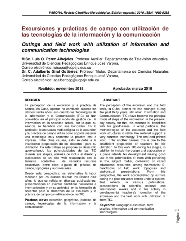 (PDF) Excursiones y prácticas de campo con utilización de las tecnologías de la información y la ...