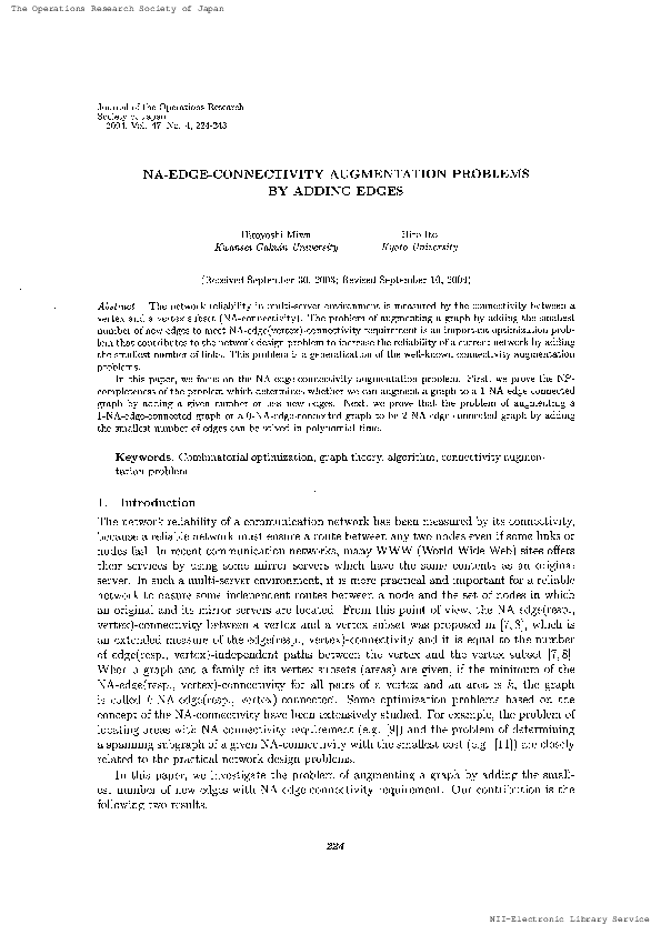 (PDF) NA-EDGE-CONNECTIVITY AUGMENTATION PROBLEMS BY ADDING EDGES ...