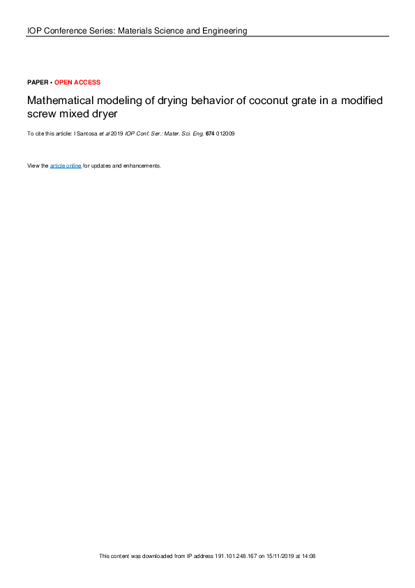 (PDF) Mathematical modeling of drying behavior of coconut grate in a modified screw mixed dryer ...