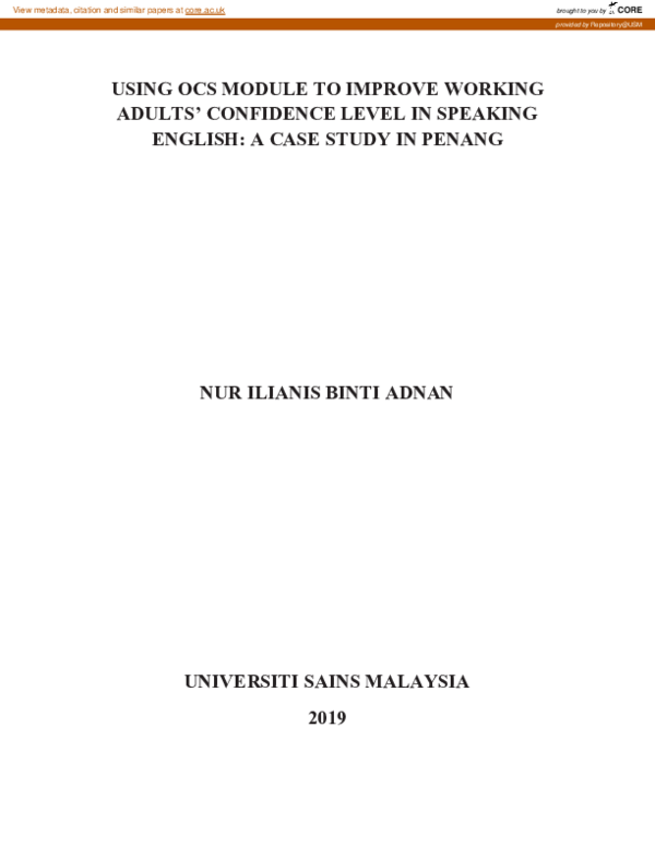 (PDF) Using Ocs Module To Improve Working Adults’ Confidence Level In Speaking English: A Case ...