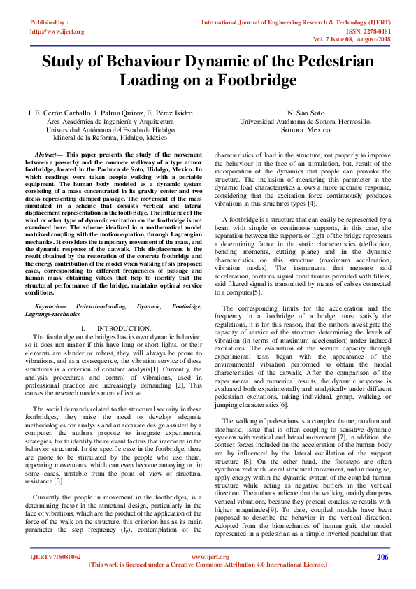 (PDF) Study of Behaviour Dynamic of the Pedestrian Loading on a Footbridge