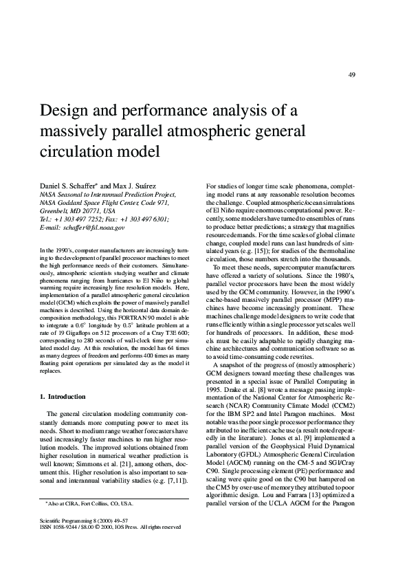 (PDF) Design and Performance Analysis of a Massively Parallel Atmospheric General Circulation Model