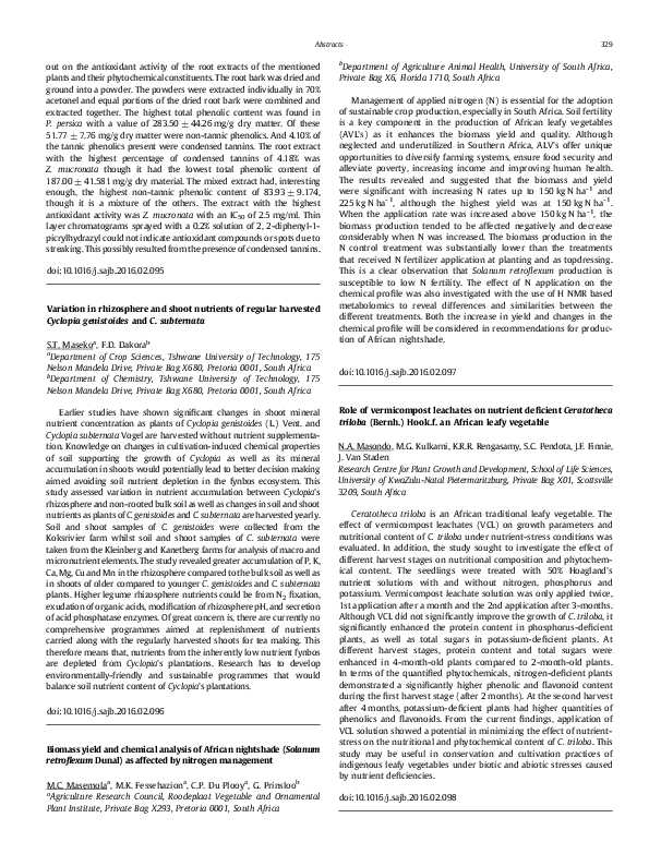 (PDF) Biomass yield and chemical analysis of African nightshade ...