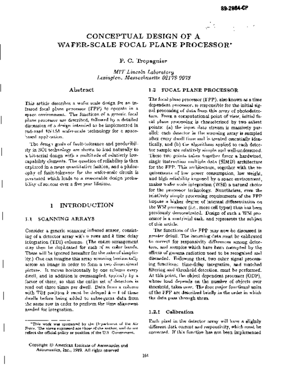 (PDF) Conceptual design of a wafer-scale focal plane processor