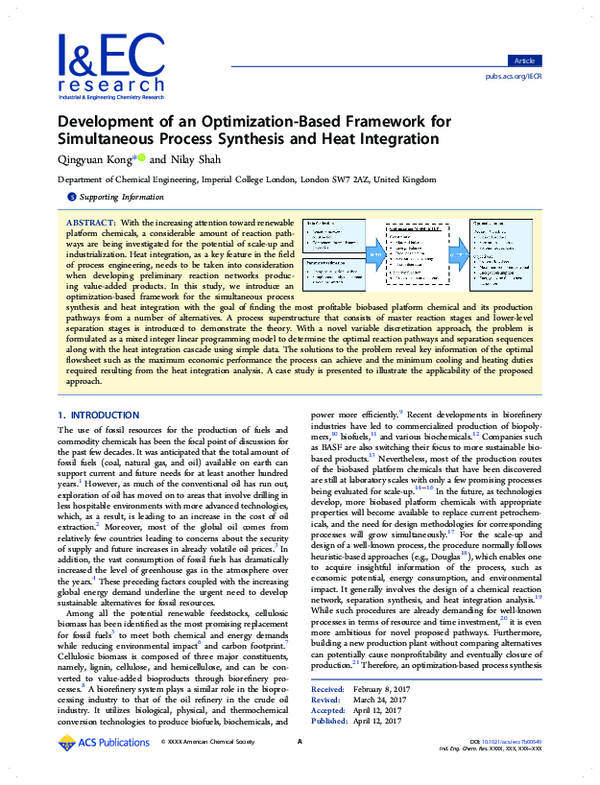 Pdf Development Of An Optimization Based Framework For Simultaneous