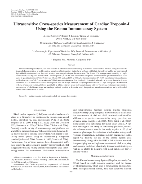 (PDF) Ultrasensitive Cross-species Measurement of Cardiac Troponin-I ...