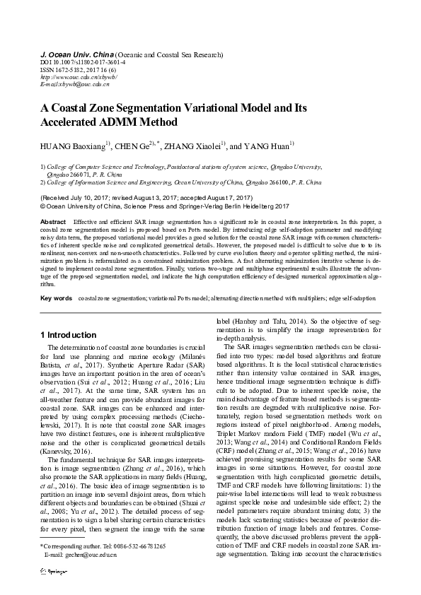 (PDF) A coastal zone segmentation variational model and its accelerated ...