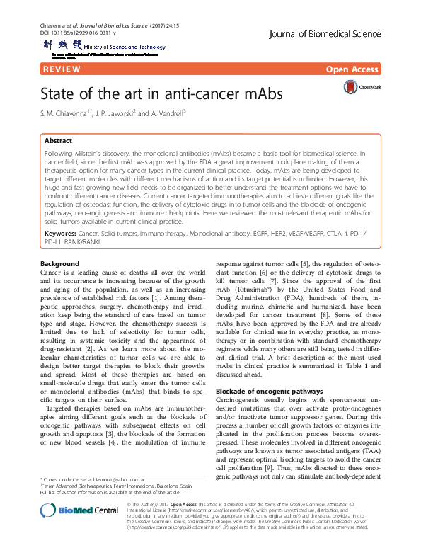 (PDF) State of the art in anti-cancer mAbs