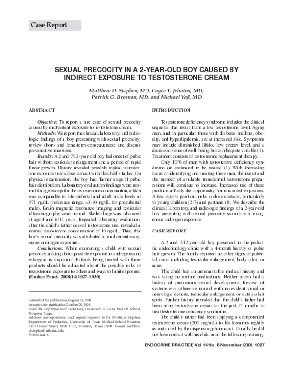 (PDF) Sexual Precocity in A 2-Year-Old Boy Caused by Indirect Exposure ...