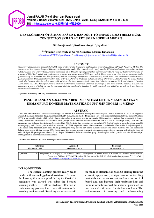 (PDF) Development of Steam-Based E-Handout to Improve Mathematical ...
