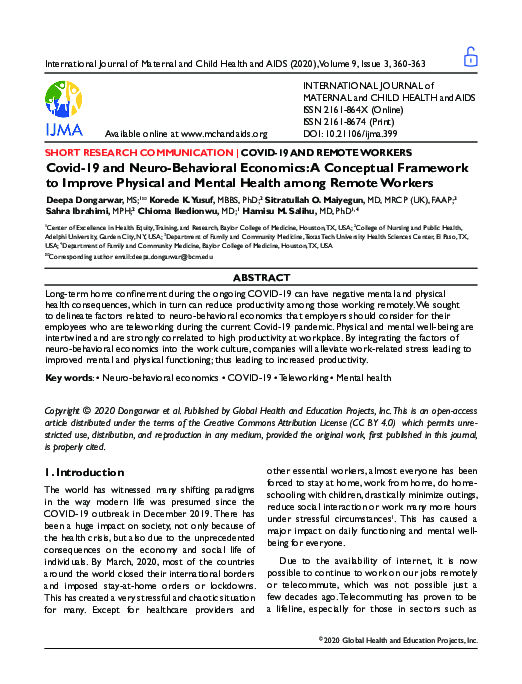 (PDF) Covid-19 and Neuro-Behavioral Economics: A Conceptual Framework ...