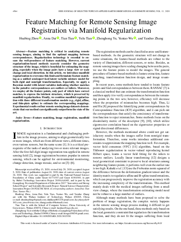 (PDF) Feature Matching for Remote Sensing Image Registration via Manifold Regularization
