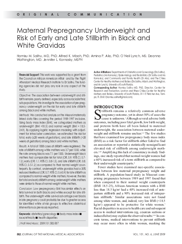 (PDF) Maternal Prepregnancy Underweight and Risk of Early and Late ...